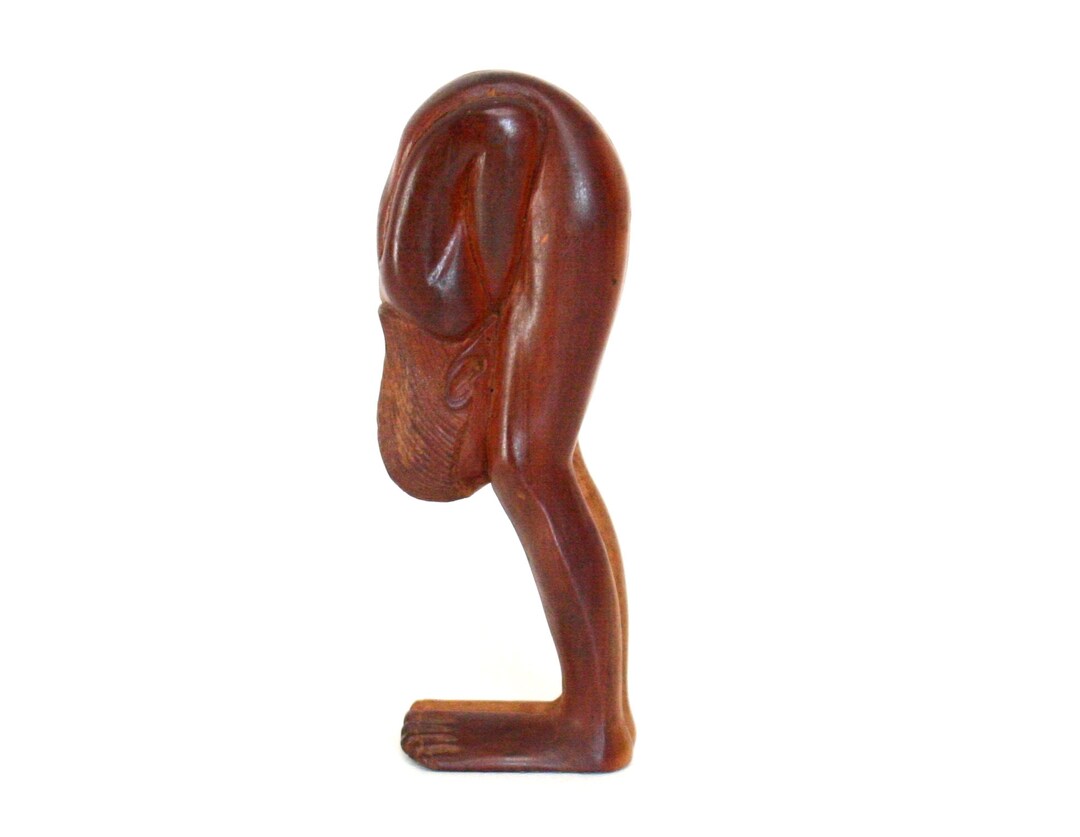 Vintage Carved Wooden Sculpture of Person Bending Over 6 Tall - Etsy