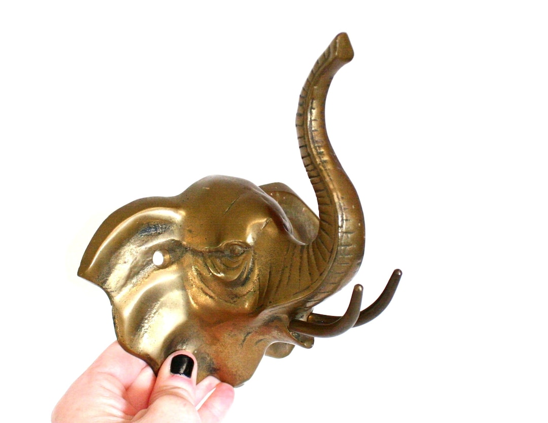 Vintage Brass Wall Mounted Elephant Head (can Be Used as a Wall Hook ...