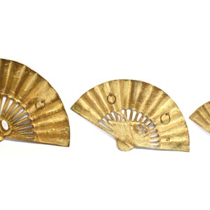 Set of Three Vintage Brass Fan Shaped Wall Hangings in Graduated Sizes ...