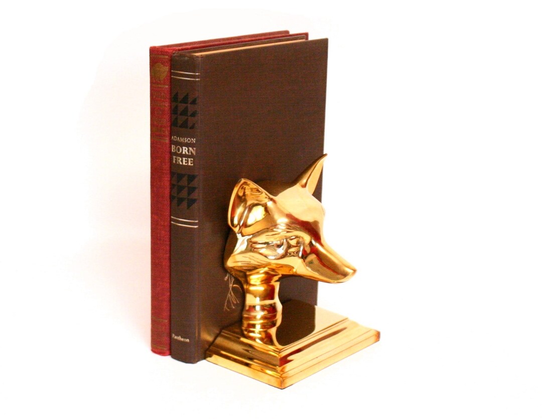 Shiny Brass Fox Head Bookend or Doorstop by Jefferson Brass - Etsy