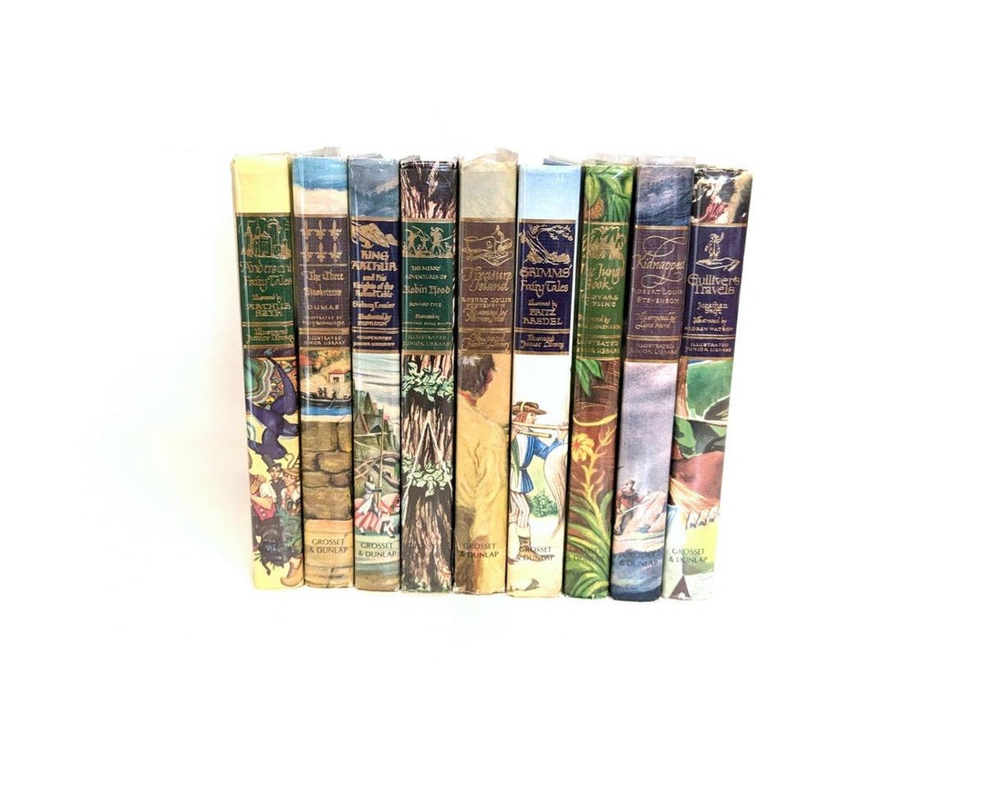 Group of Nine Vintage Illustrated Junior Library Edition Books grimm's ...