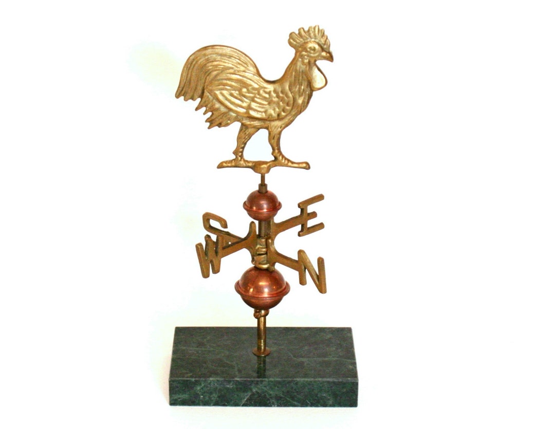 Vintage Weathervane Tabletop Decoration Featuring Brass Rooster, Copper ...