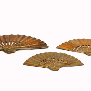 Set of Three Vintage Brass Fan Shaped Wall Hangings in Graduated Sizes ...