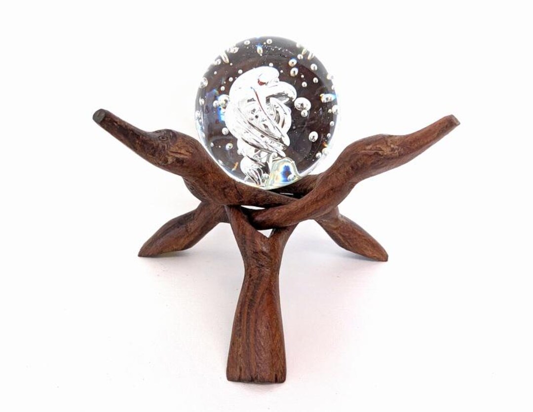 Carved Wooden Interlocking Puzzle Stand for Orbs, Plants, or Other ...