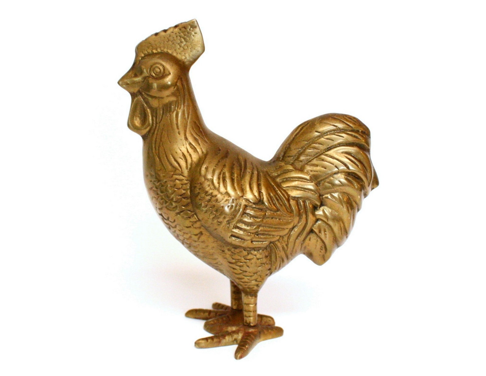 Large Vintage Brass Rooster Figurine 9 3/8 Tall | Etsy