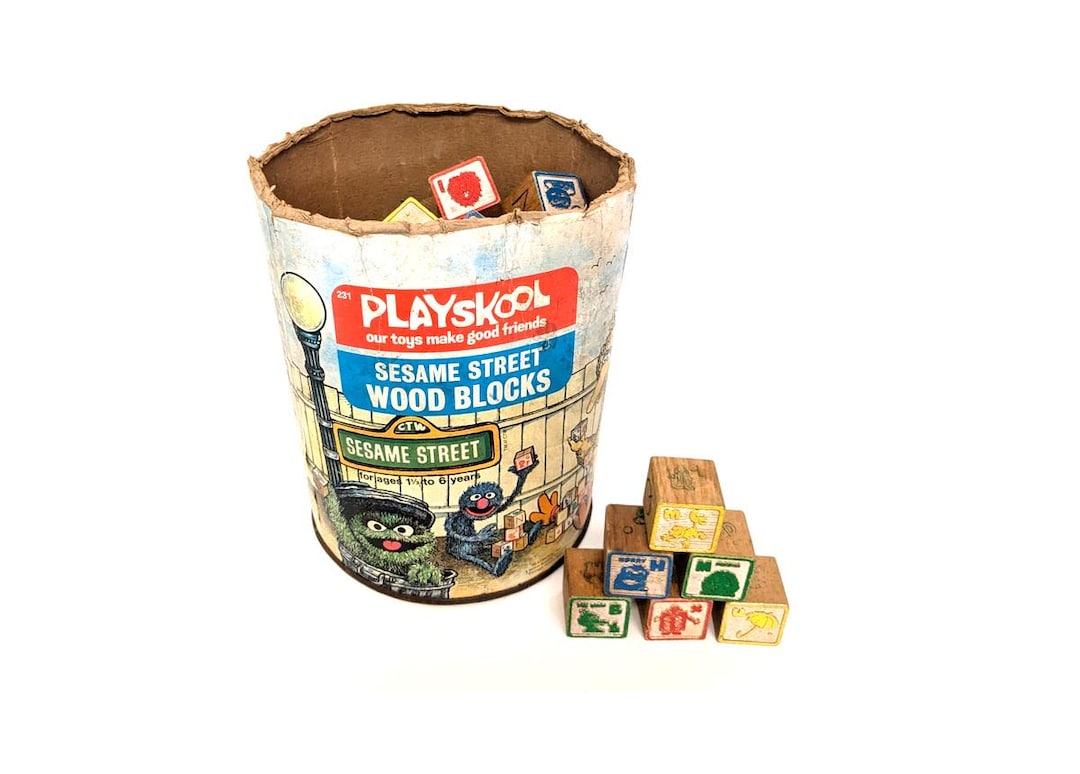 Group of Vintage Wooden Sesame Street Blocks With Colorful Letters ...