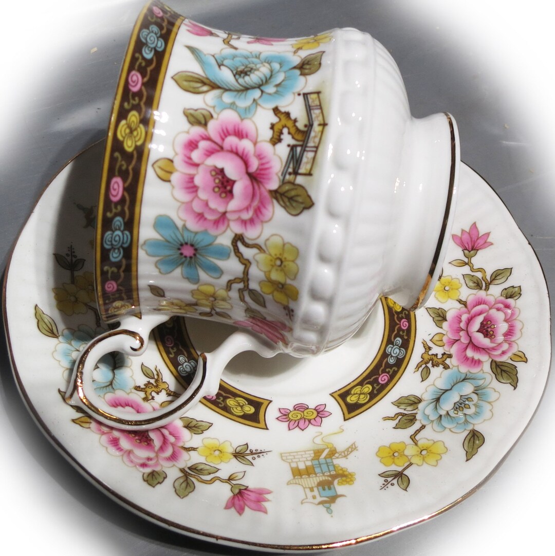 30s 50's Tea Cups W Saucers Mixed VTG Gilded homer Laughlin royal Sealy ...