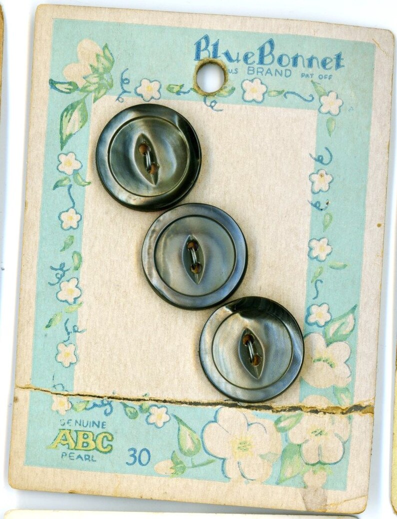 7 Cards Antique & Vintage Button Card Lot MOP Mother of Pearl, Abalone ...