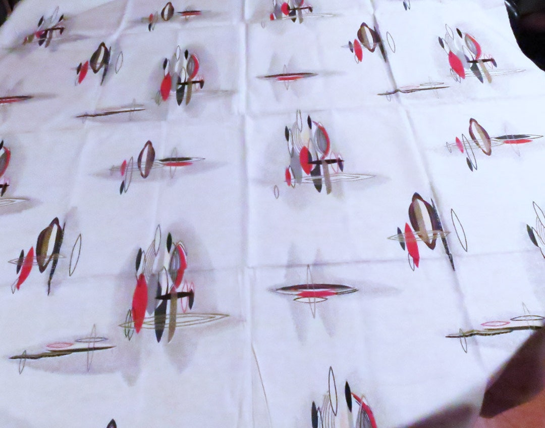Atomic 46 X 54 Uncut Authentic Fabric Cotton Rayon 1950's Atomic Clean ...