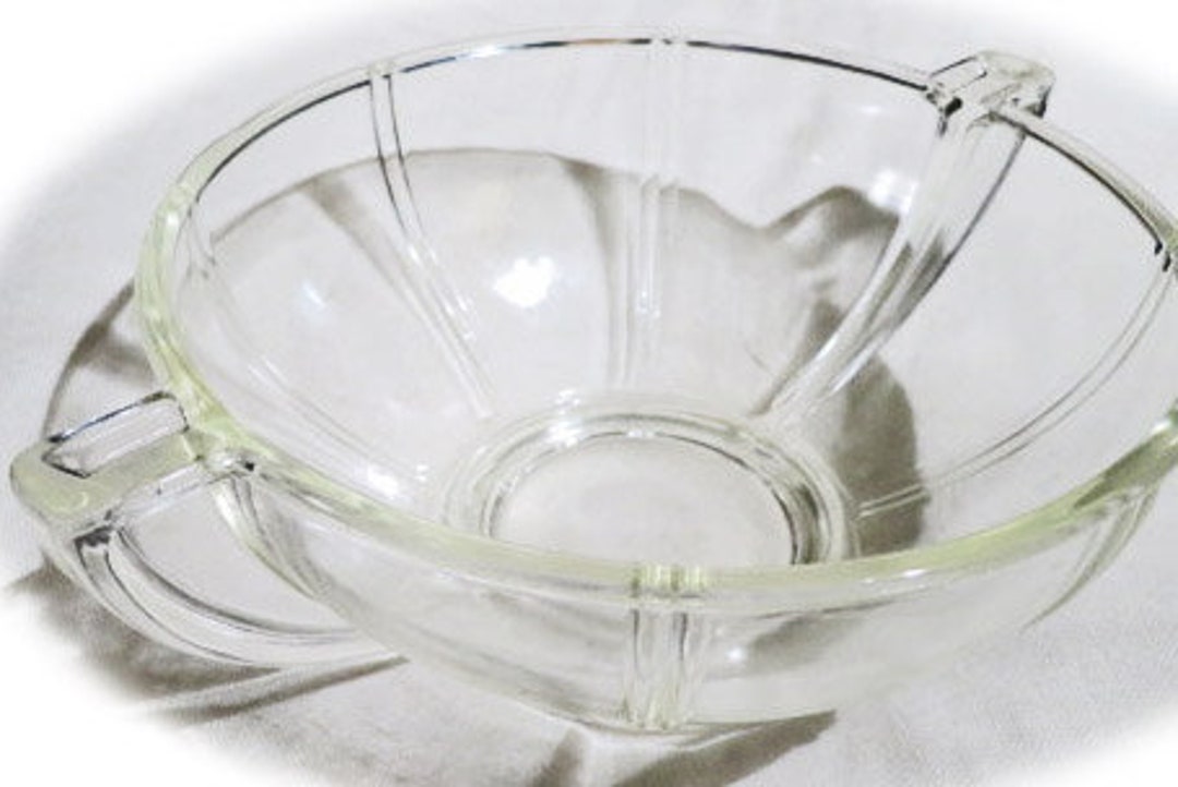 Queen Anne Glass Bake Mixing Bowl W Handles, 1920's, Deco, Clear Glass ...