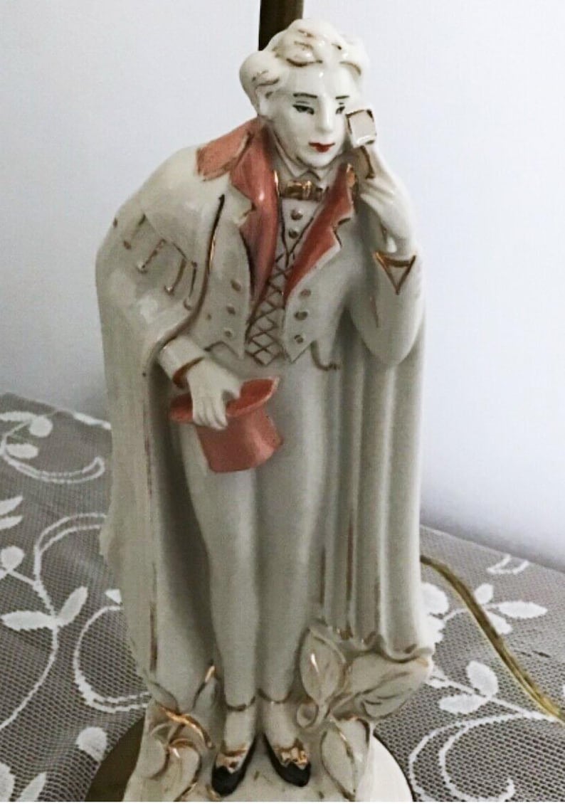 1930's~ Vintage~ German Taube Male Figurine~ Lamp~ Porcelain~ Opera ...