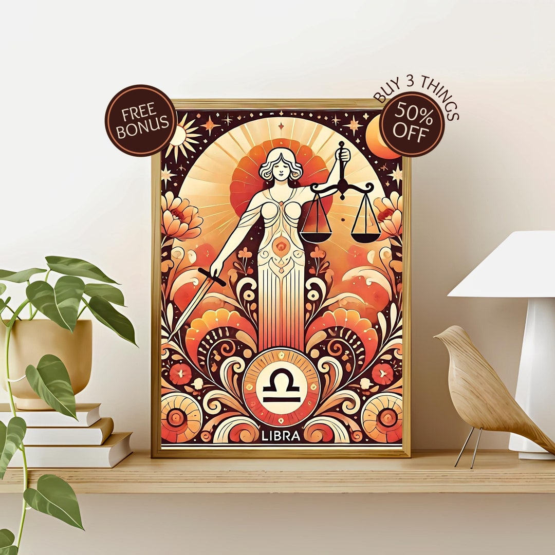 Libra Poster Astrology Chart, Libra Zodiac Poster Big Three Sun Moon ...