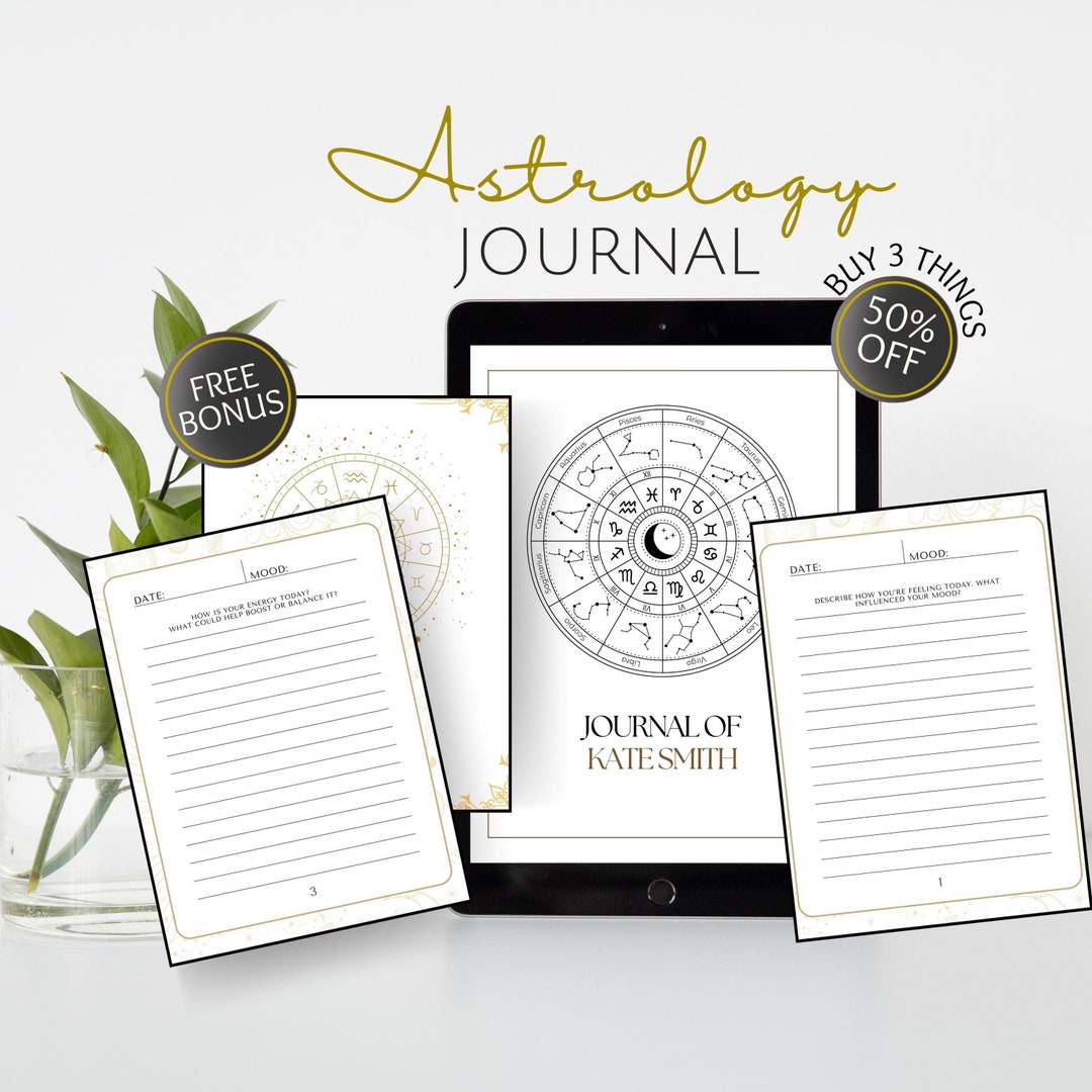 Custom Natal Chart Art, Personalized Astrology Journal, Zodiac Planner ...