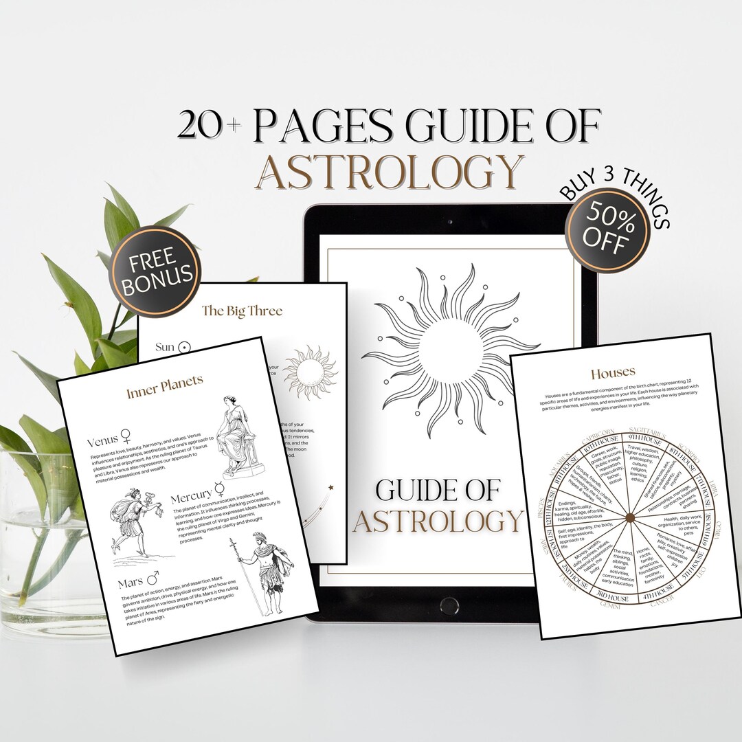 Astrology Basics Horoscope Guide Digital Grimoire Pdf • Astrology Cheat Sheet Grimoire Printable ...