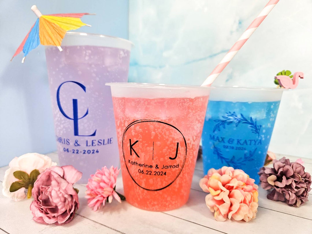 Monogram Wedding Cups Personalized Frosted Cups Custom Wedding Favors ...