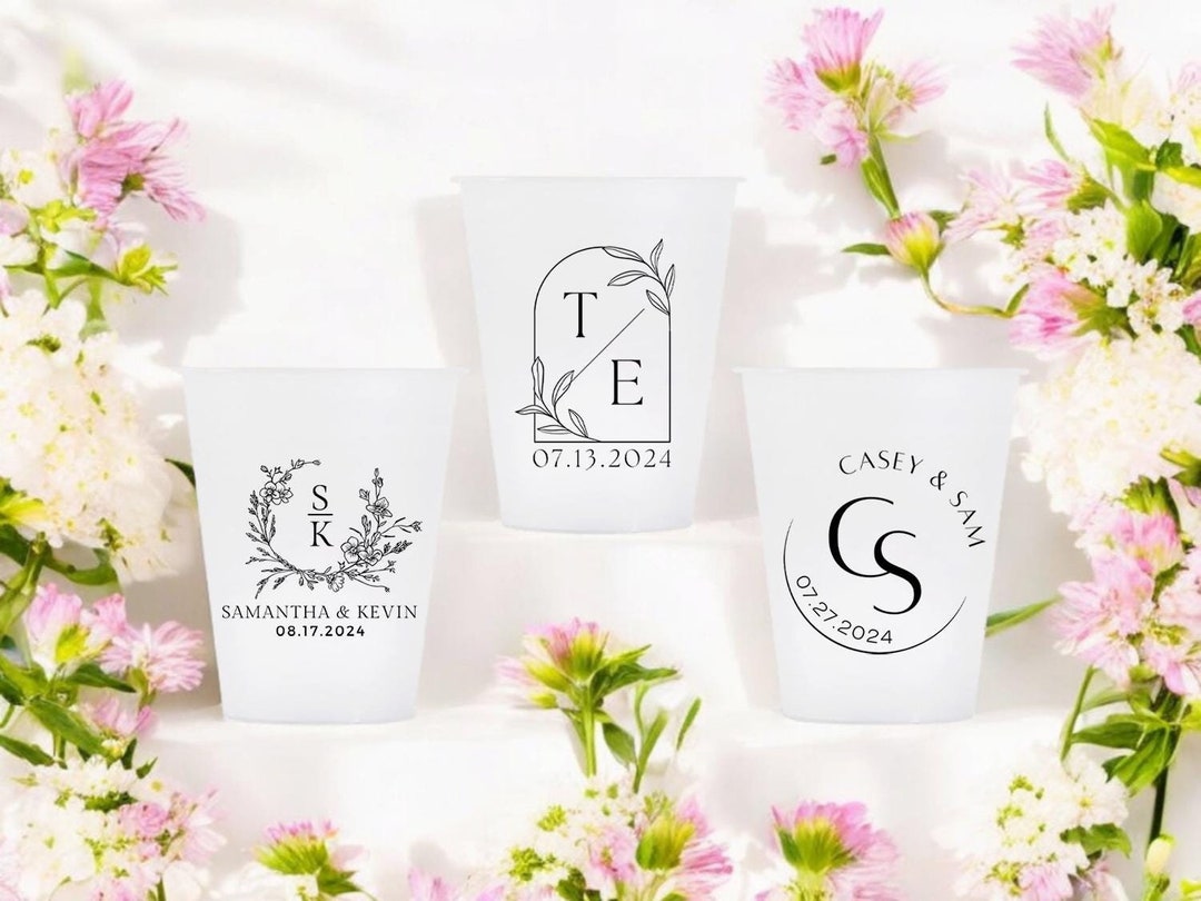 Custom Frosted Plastic Cups, Wedding Favor Cups - Etsy