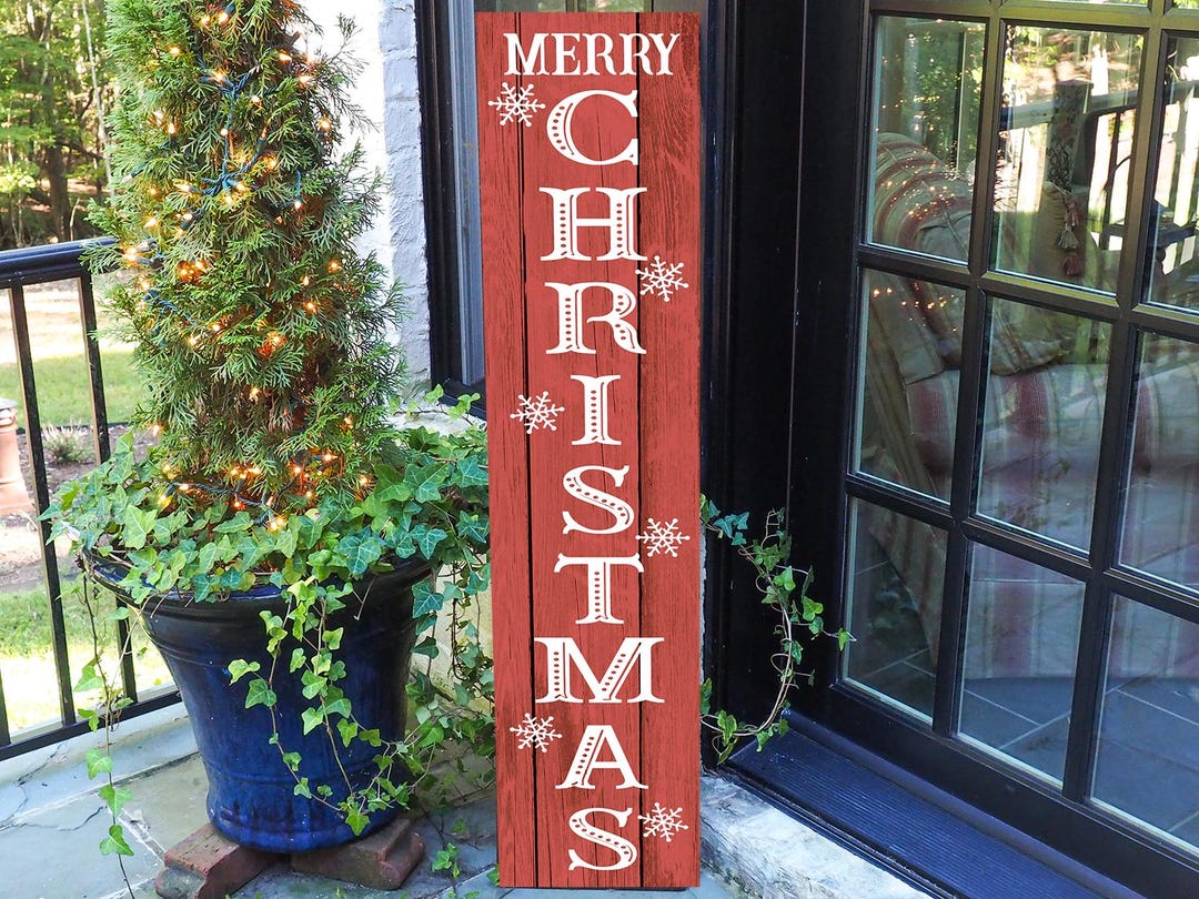 Merry Christmas Porch Sign | Festive Winter Welcome Decor - Etsy