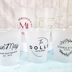 Custom Wedding Reception Bar Frosted Cups, Personalized Shatterproof ...