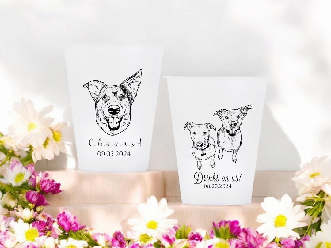 Pet Portrait Wedding Cup, Custom Wedding Cups, Wedding Frosted Cups ...