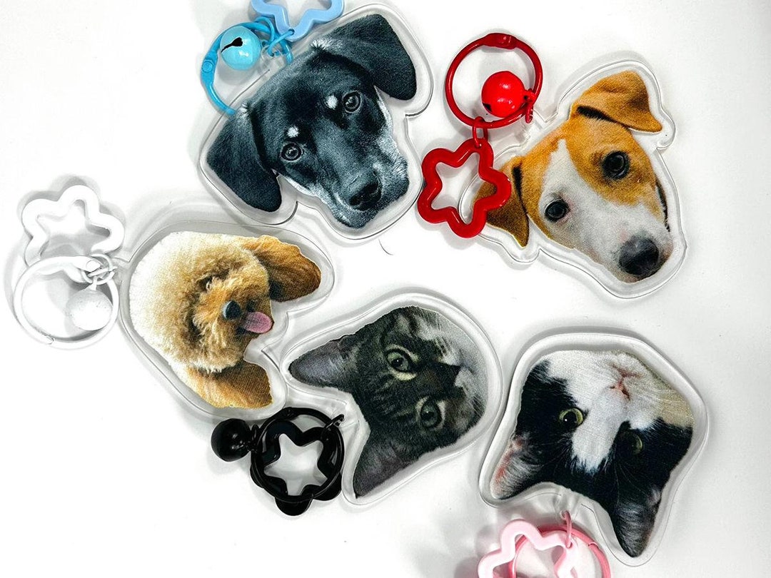 Custom Printed Any Photo Dog Cat Pet Keychains - Custom Acrylic ...