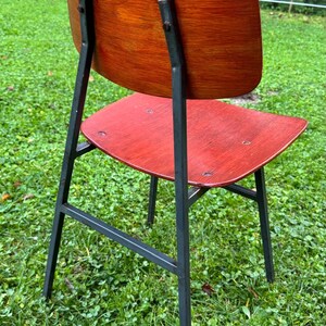 Vintage School Chair / Retro Wooden Dining Chair With Metal Base / STOL ...
