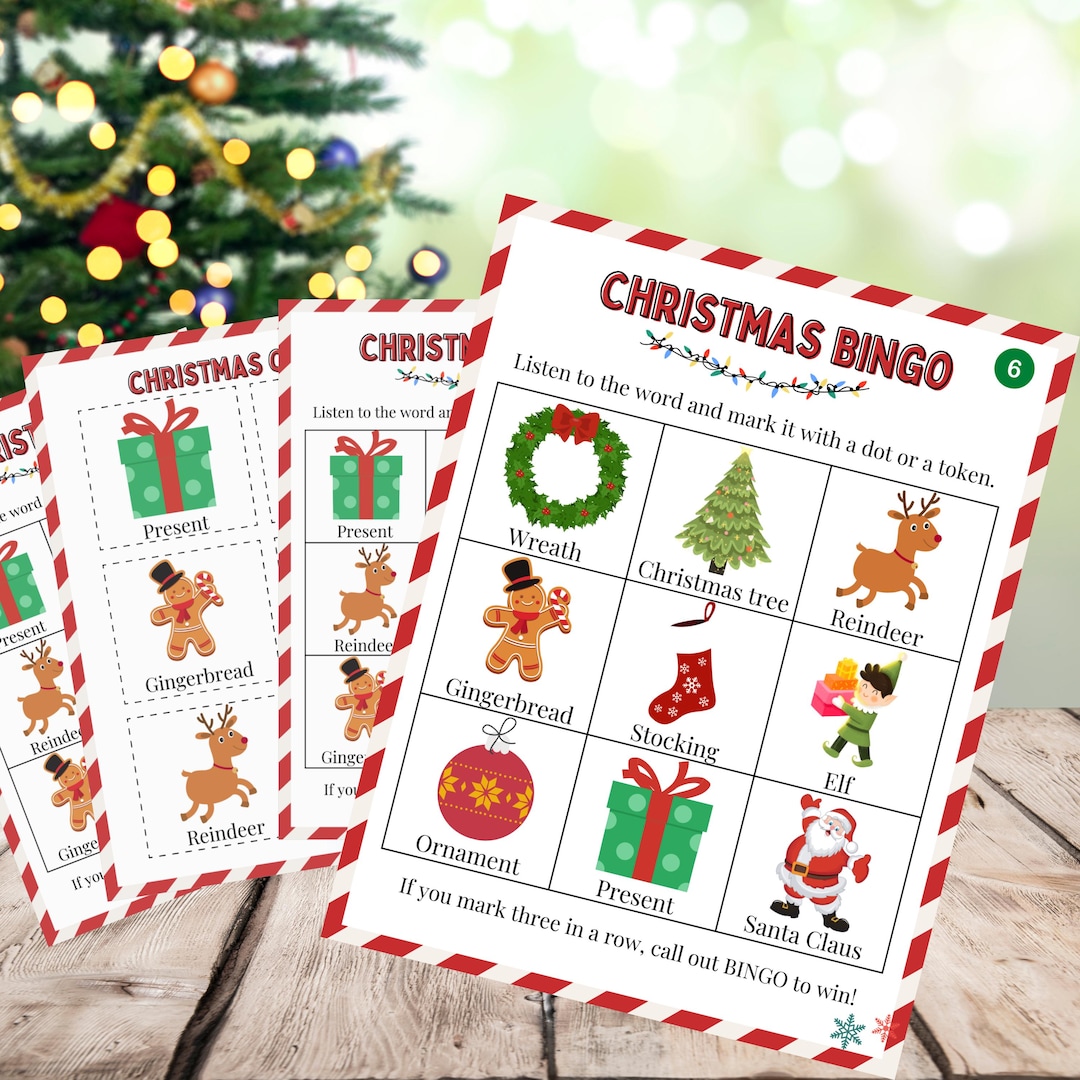 Christmas Bingo Vocabulary Game for Kids Printable and Editable Holiday ...