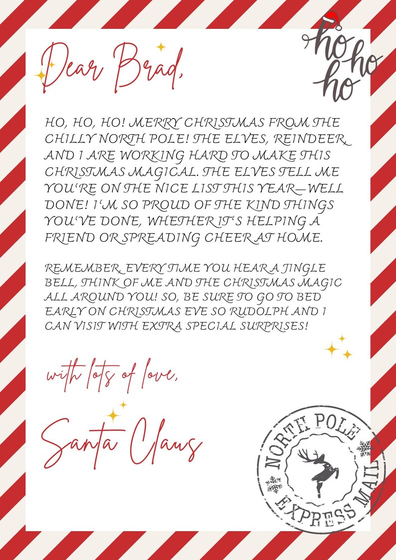 Personalized Santa Letter Template Editable Christmas Santa Letter From ...