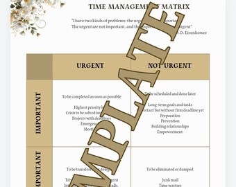 Eisenhower Matrix – Excel Template | Time Management Tool - Etsy