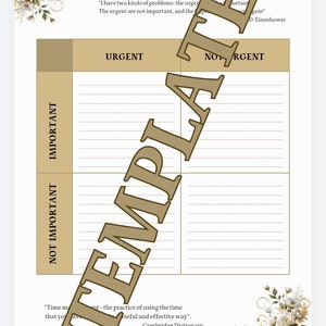 EISENHOWER Time Management Matrix - Etsy