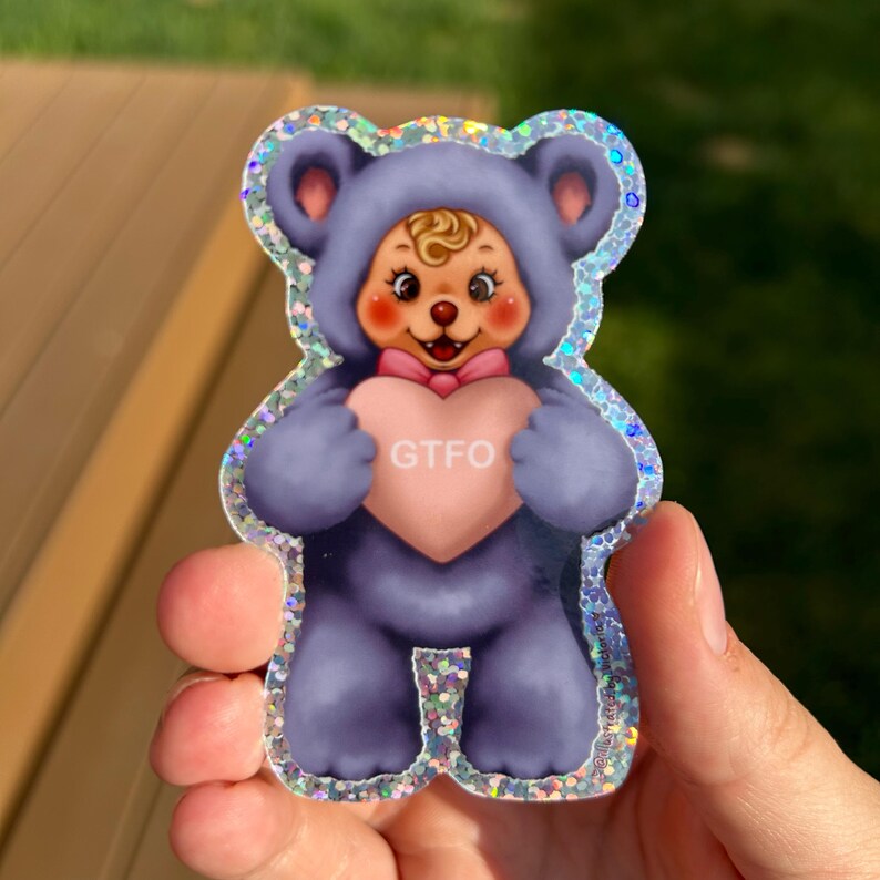 Melanie Martinez Sticker - Holographic GTFO Bear - Waterproof Sticker ...