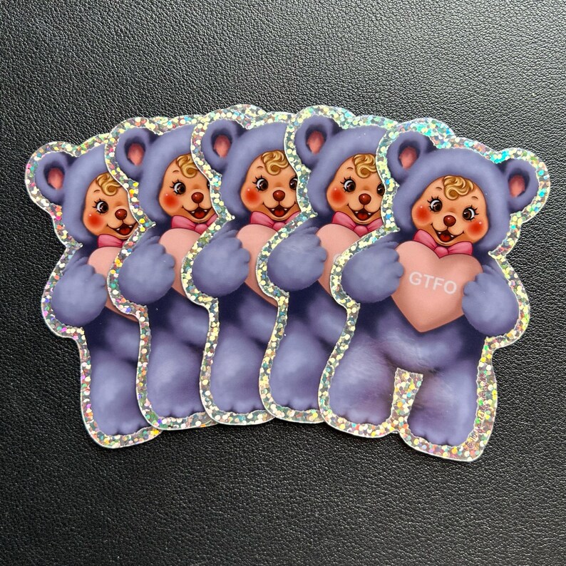 Melanie Martinez Sticker - Holographic GTFO Bear - Waterproof Sticker ...