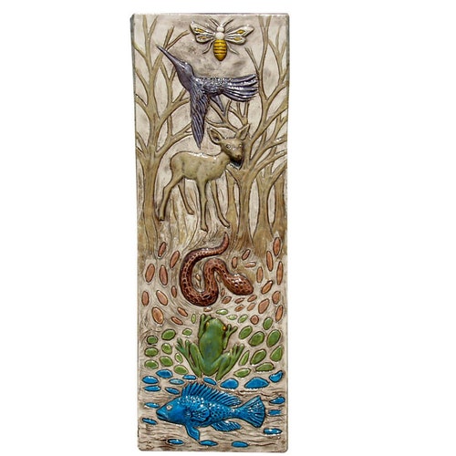 Totem of Animals Ceramic Art Tile Wall Sculpture in off White - Etsy