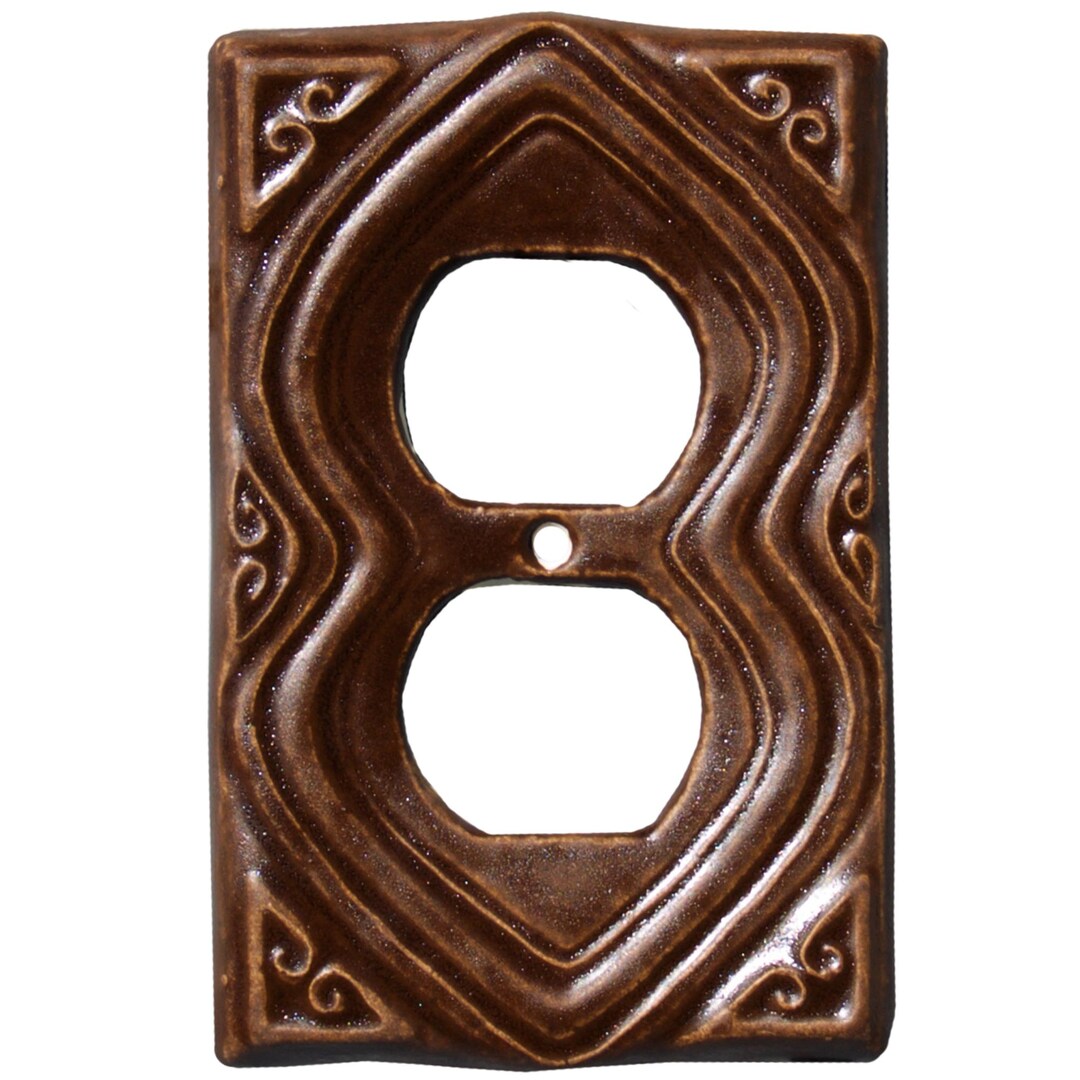 IN STOCK: Moroccan Ceramic Duplex Outlet Cover in Hazelnut Glaze - Etsy UK