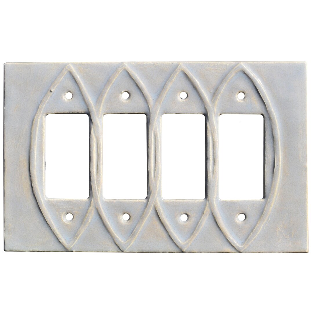 Oval Design Ceramic Quad Rocker GFI Light Switch Plate in Oyster Glaze ...