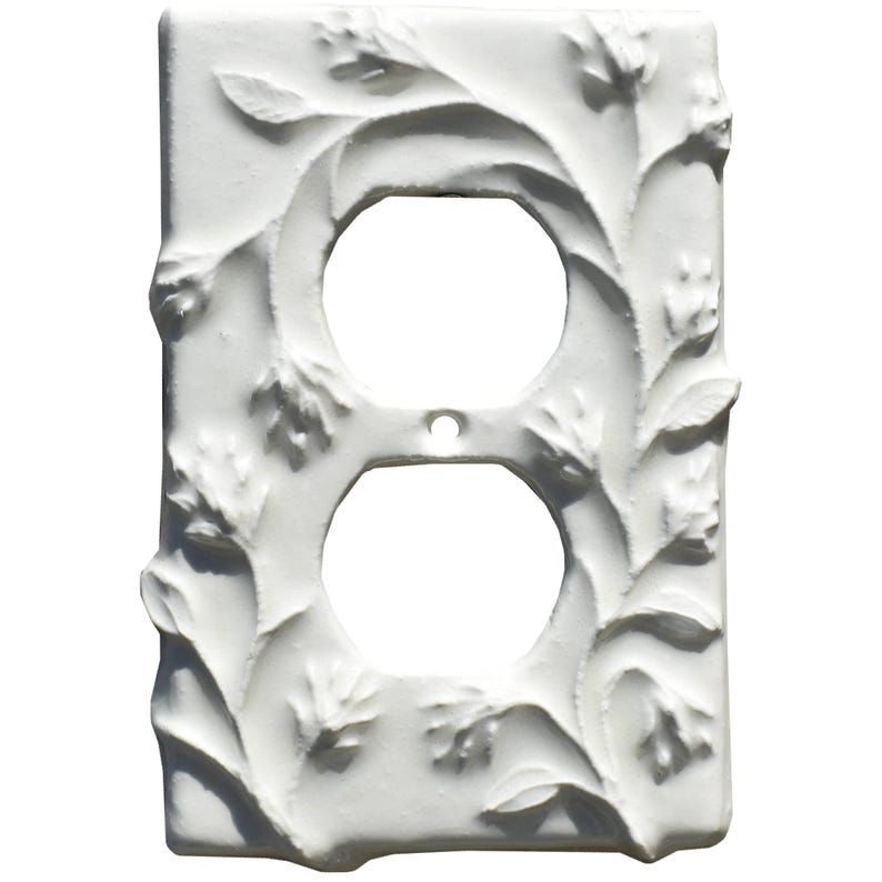 MADE TO ORDER: Vine Design Ceramic Duplex Outlet Cover Plate in ...