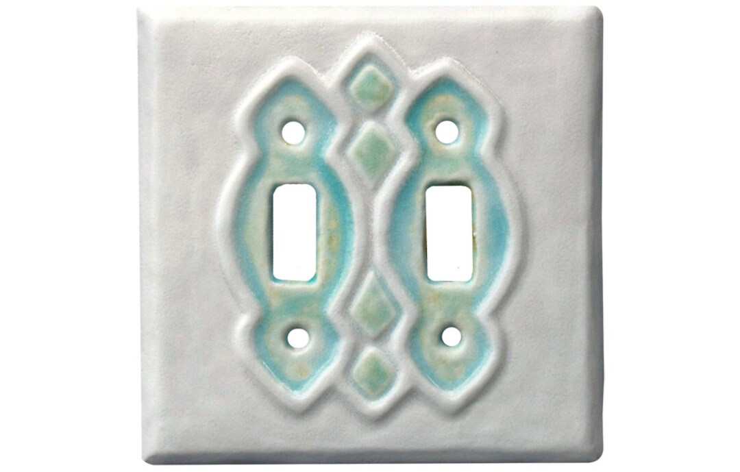 Moroccan Ceramic Double Toggle Ceramic Light Switch Cover in White ...