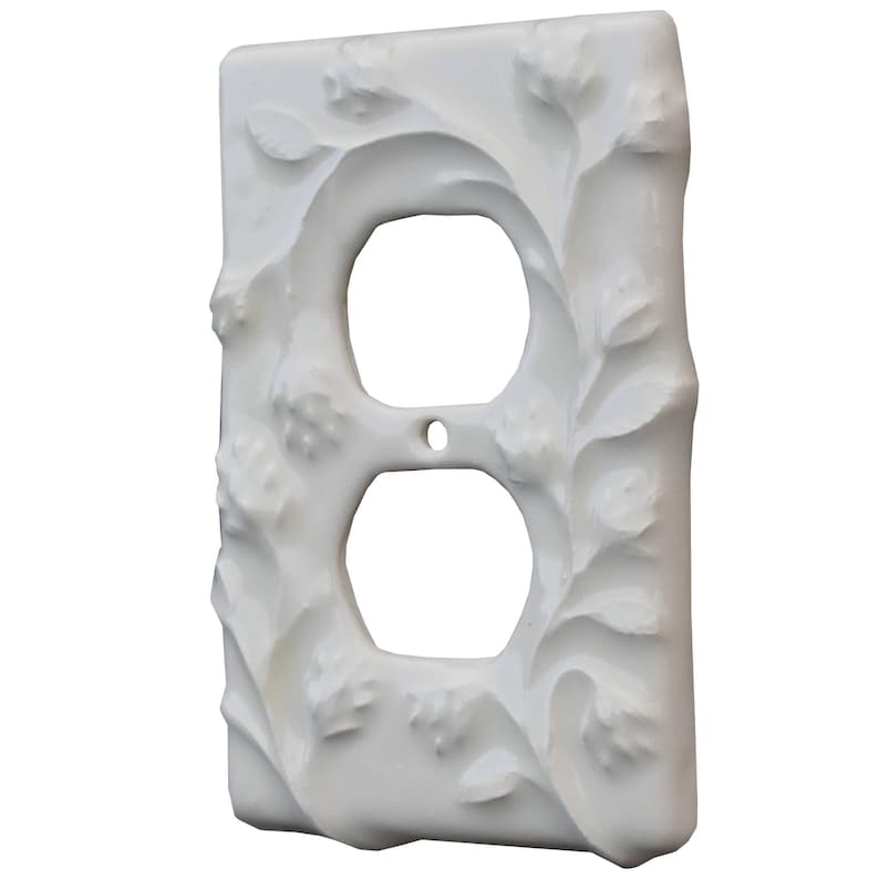 MADE TO ORDER: Vine Design Ceramic Duplex Outlet Cover Plate in ...
