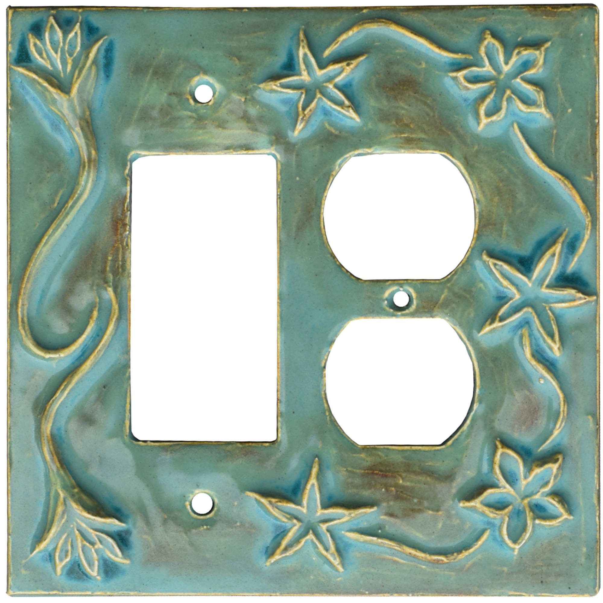 Moroccan Duplex Outlet + Single Rocker Ceramic Combination Light Switch ...