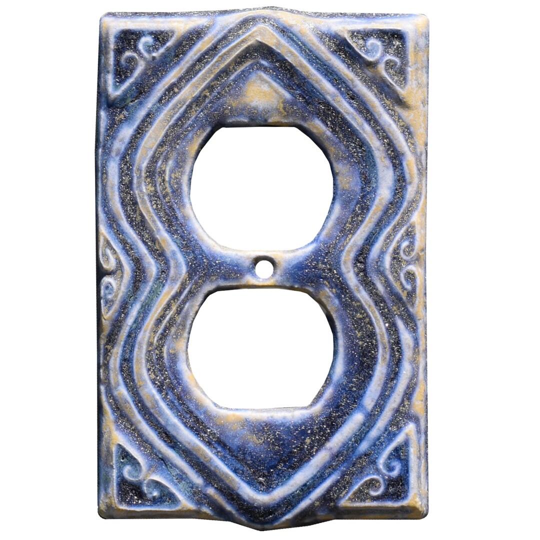 Moroccan Ceramic Art Duplex Outlet Cover Plate in Night Sky Matte Glaze ...