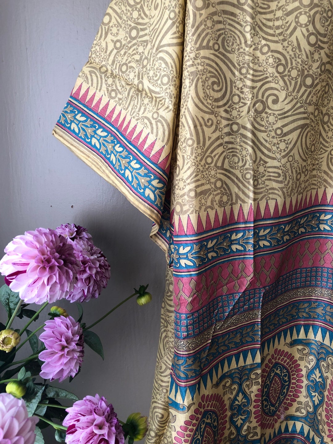 Upcycled Sari Silk Duster - Bohemian Swing Coat, Fits Sm-xl+ - Etsy