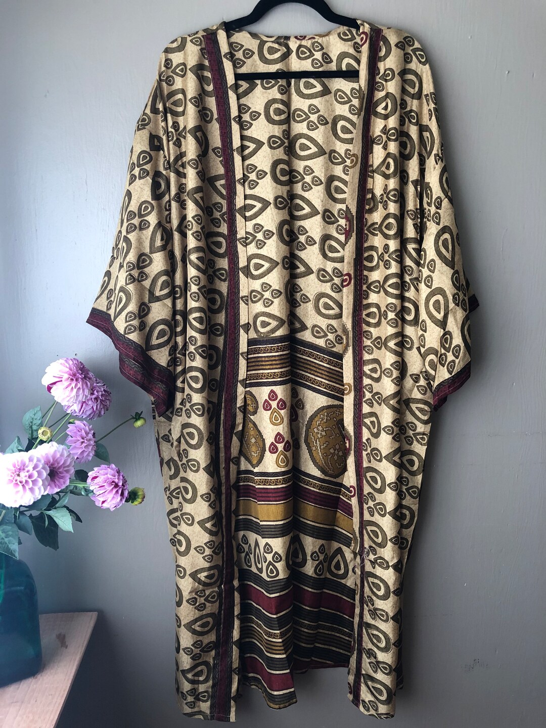 2022 Smoking Jacket - Swing Coat - Silk Duster - Upcycled Sari Silk ...