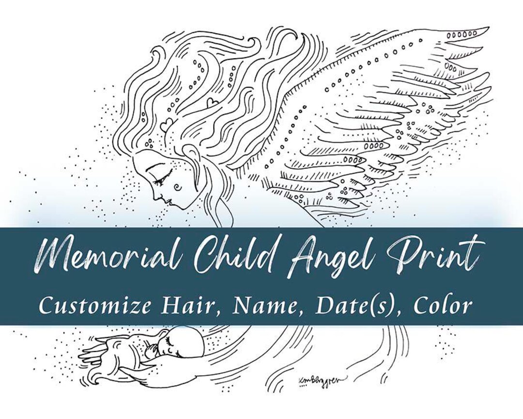 PRINTABLE Angel Print - Memorial Baby Print With Dates - Customizable ...