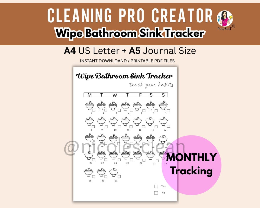 Bathroom Habit Tracker Monthly Cleaning Planner Printable ADHD Friendly ...