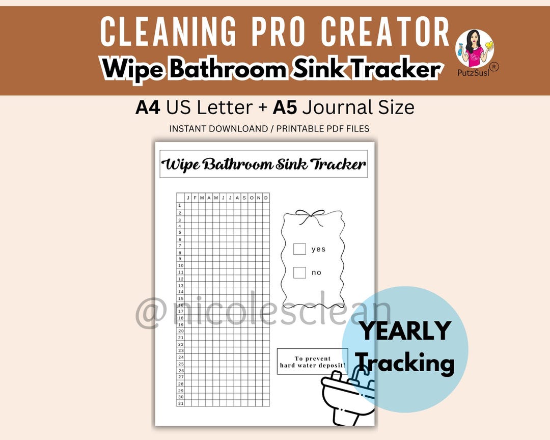 Sink Cleaning Tracker: Habit Printable Planner Digital Download ADHD ...