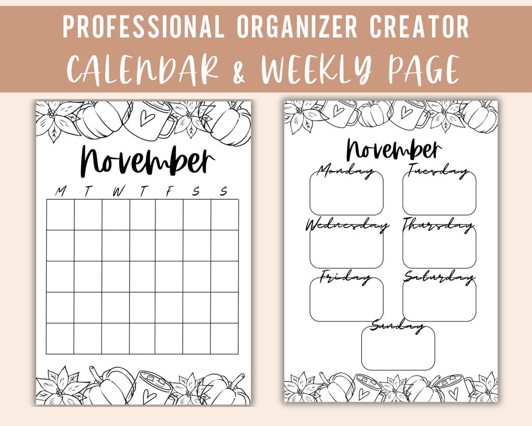 November Calendar Journal Page Printable Planner Page Bullet Journal ...