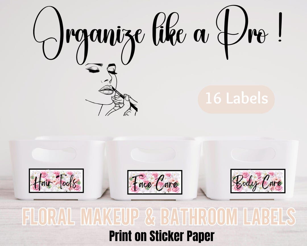 Flower Printable Bathroom & Makeup Labels for Storage and Organizing ...