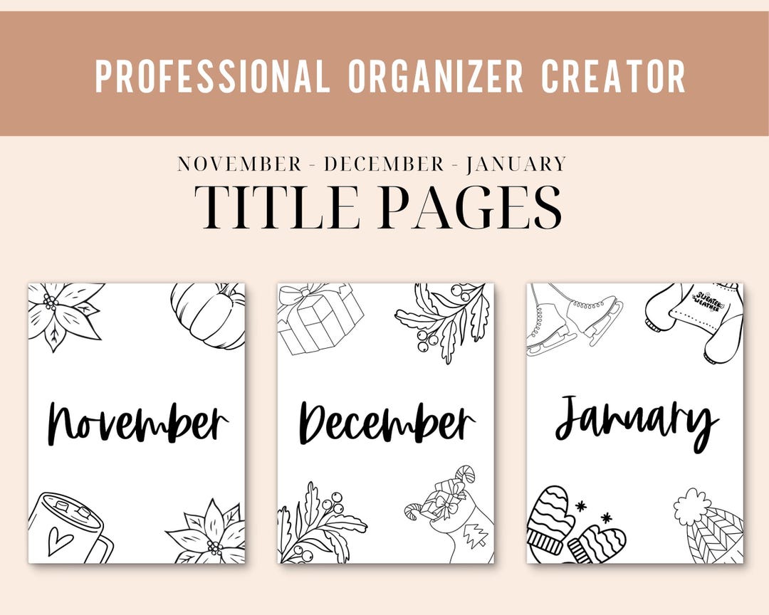 Title Pages 3 Months Cover Pages Printable Planner Page Monthly Journal ...