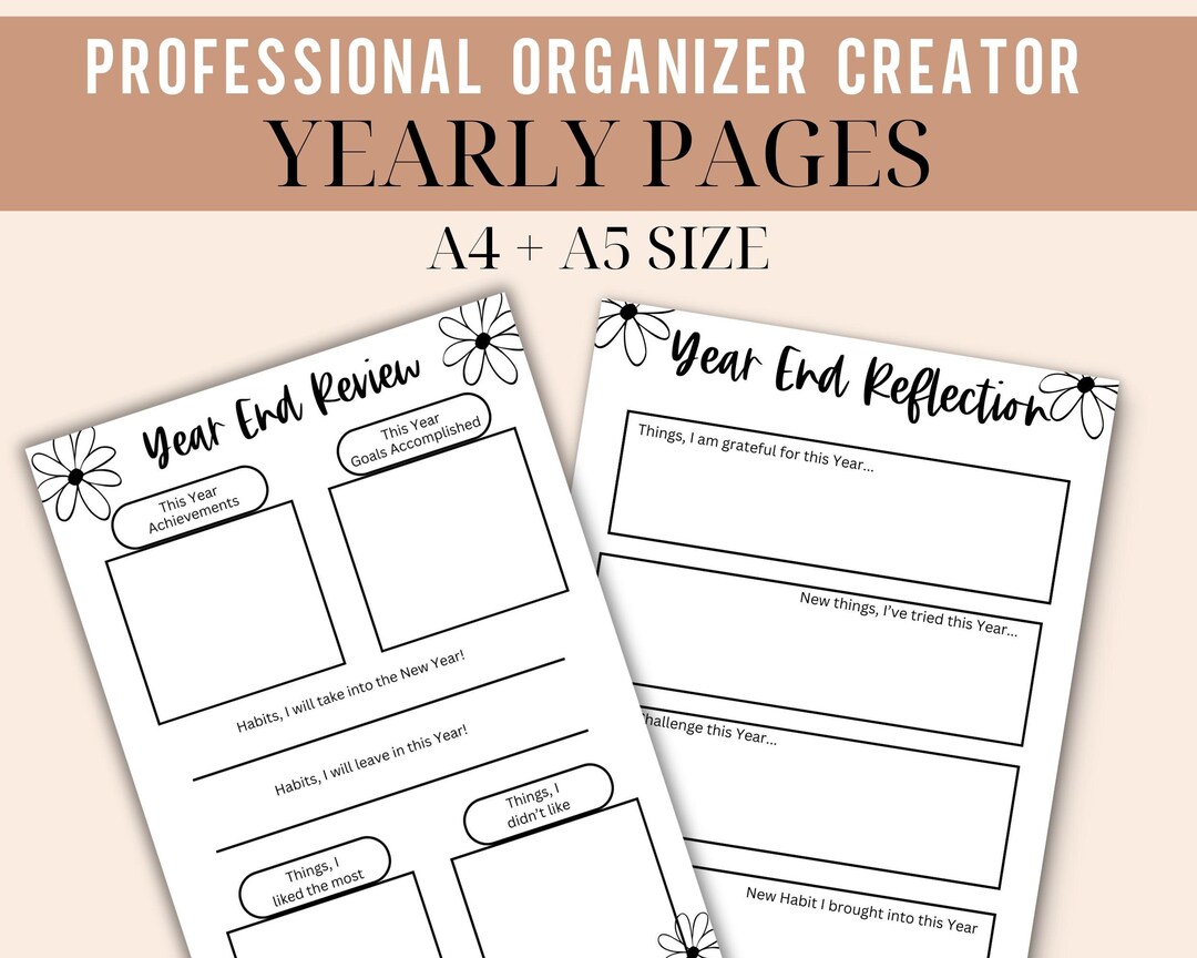 End of Year Journal Prompts Printable Planner Page Year at a Glance ...