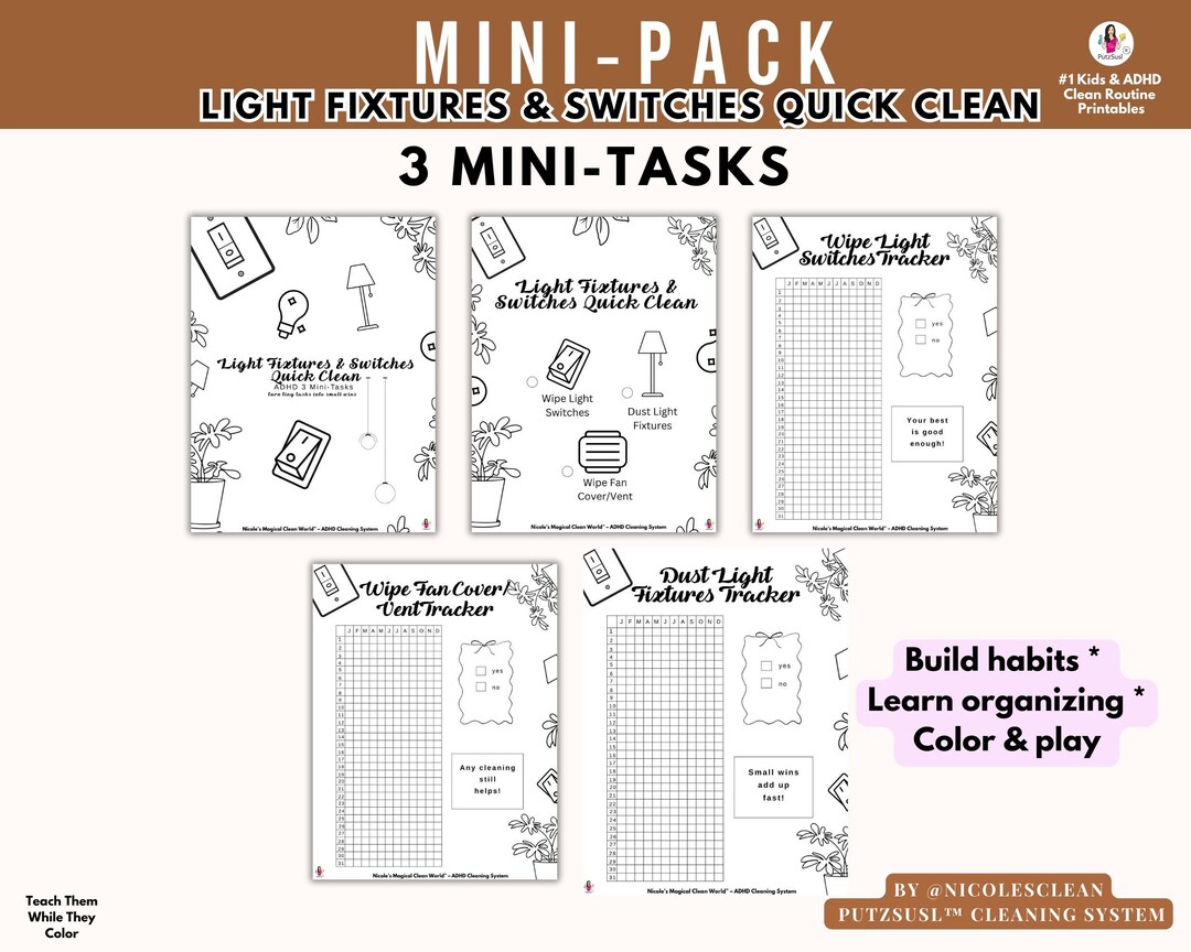 Light Fixtures & Switches Quick Clean Mini Pack – ADHD Cleaning ...