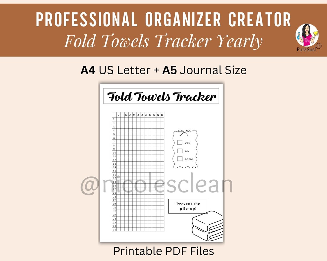Fold Towels Tracker: Habit Printable Planner, Responsibility Chart ...